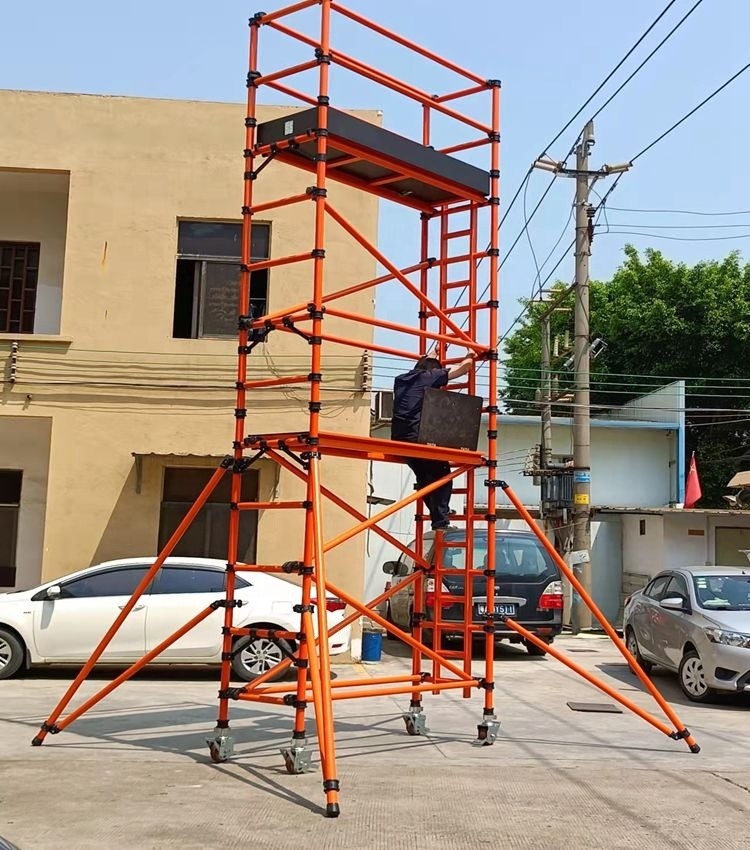 Insulated GRP FRP Mobile Scaffolding Tower Durable 200kg/sqm Load Capacity